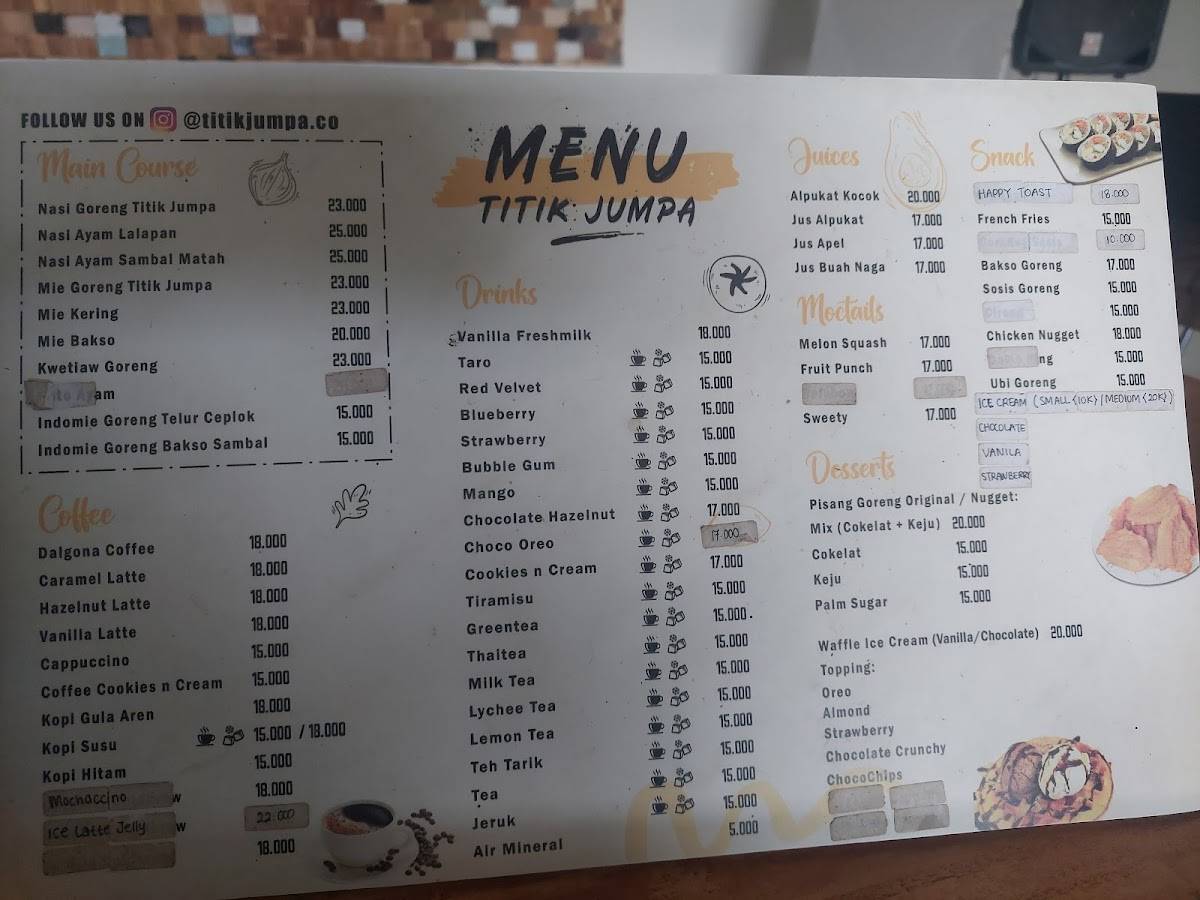 Menu at Titik Jumpa Pangkep restaurant, Indonesia