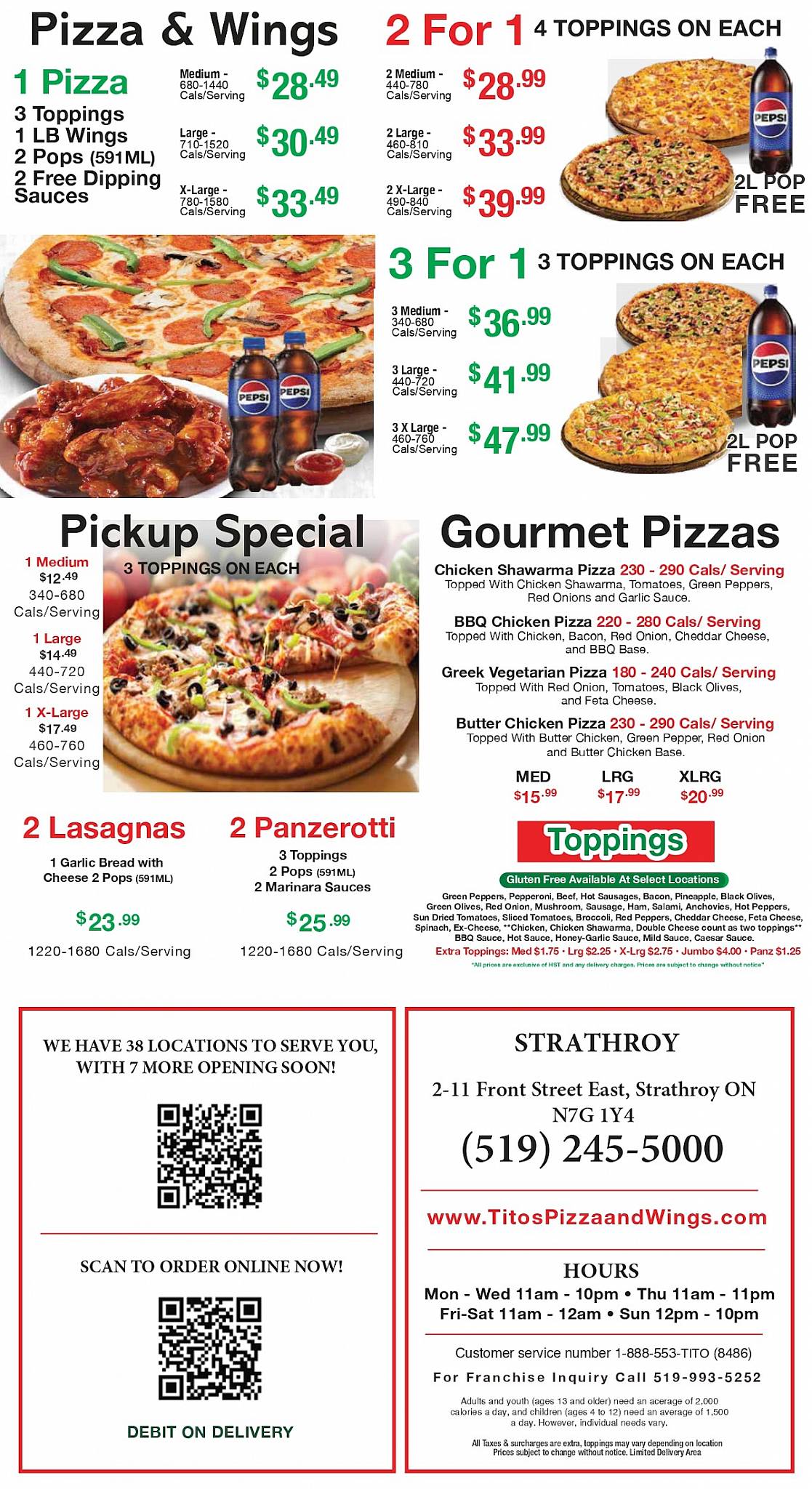 Menu at Tito's Pizza and Wings Strathroy restaurant, Strathroy