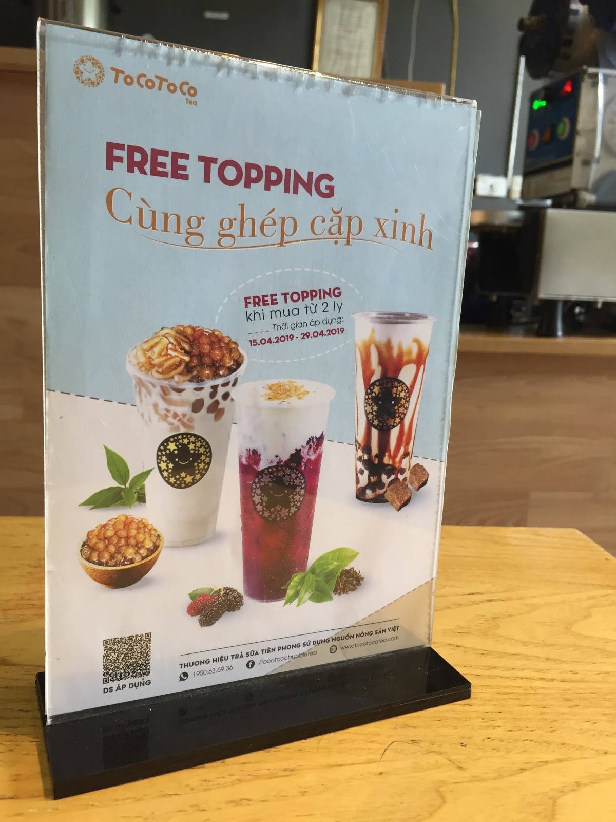 Menu at Toco Toco milk tea, Hanoi, 151 Đ. Nguyễn Văn Cừ