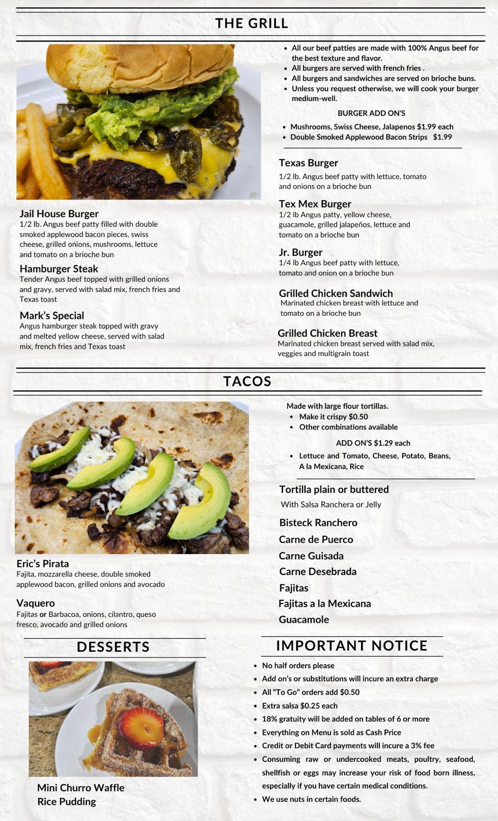 Menu at Toddle Inn Restaurant, Brownsville