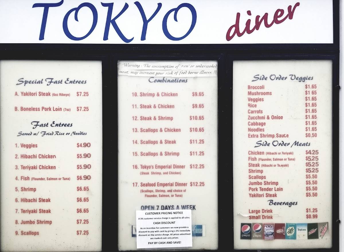 Menu at Tokyo Diner Japanese Restaurant, Morganton