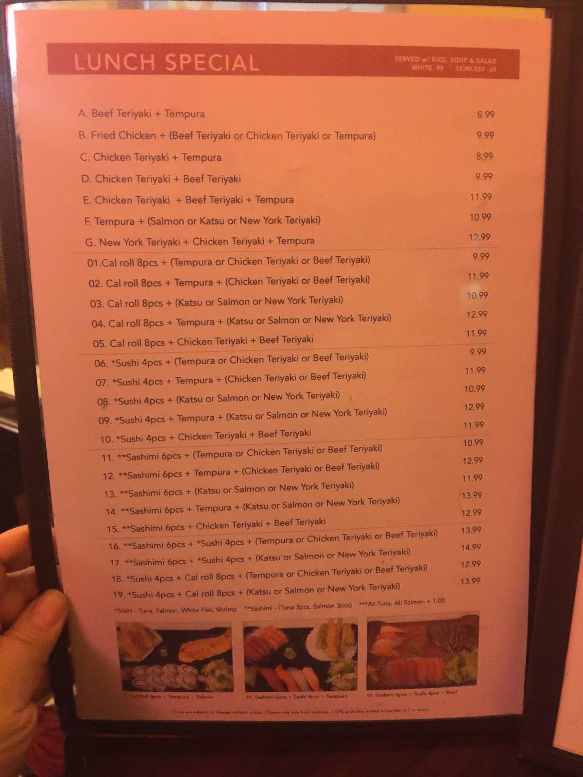 Menu at Tokyo Lobby Restaurant, Hacienda Heights