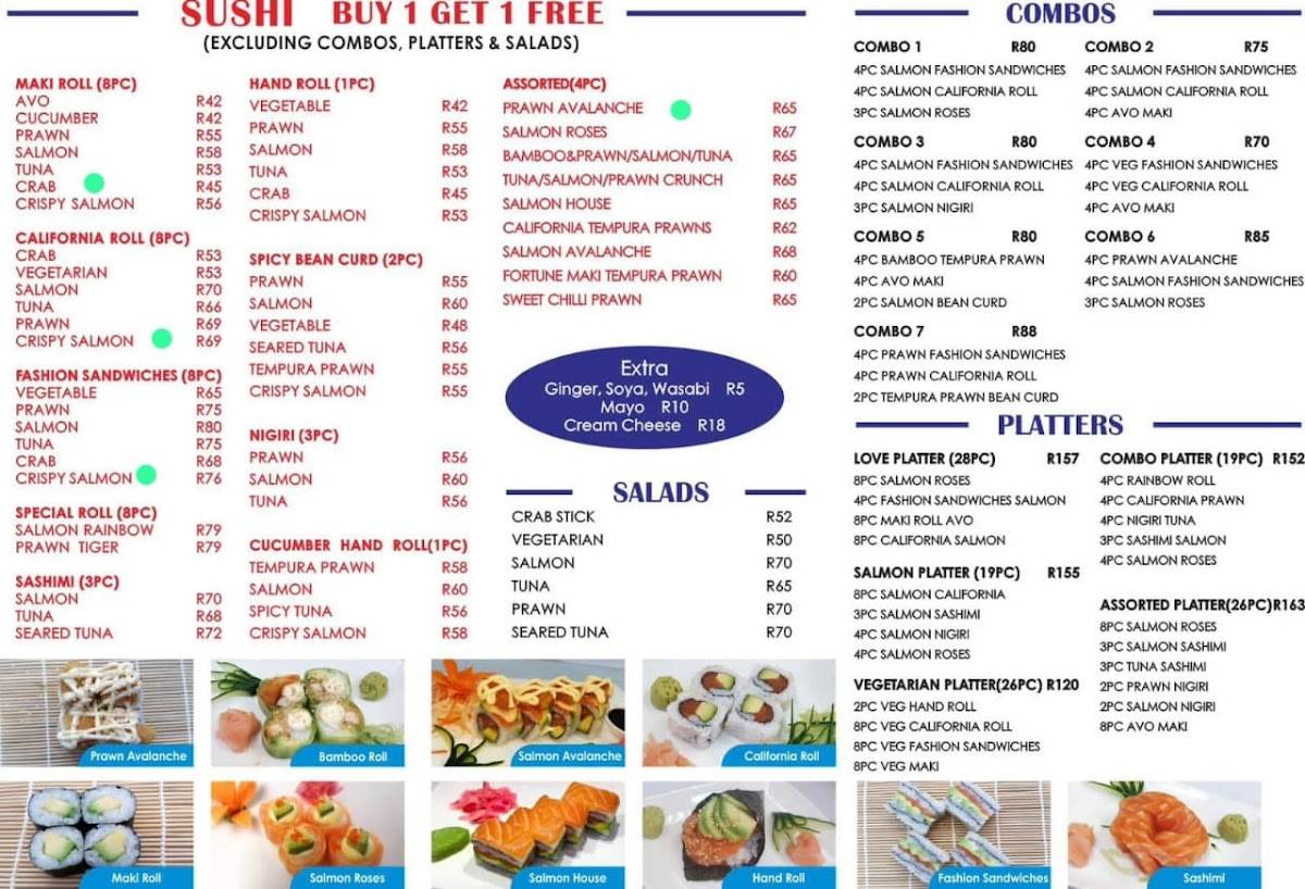 Menu at Tommy's Coco Sushi & Chinese, Chatsworth