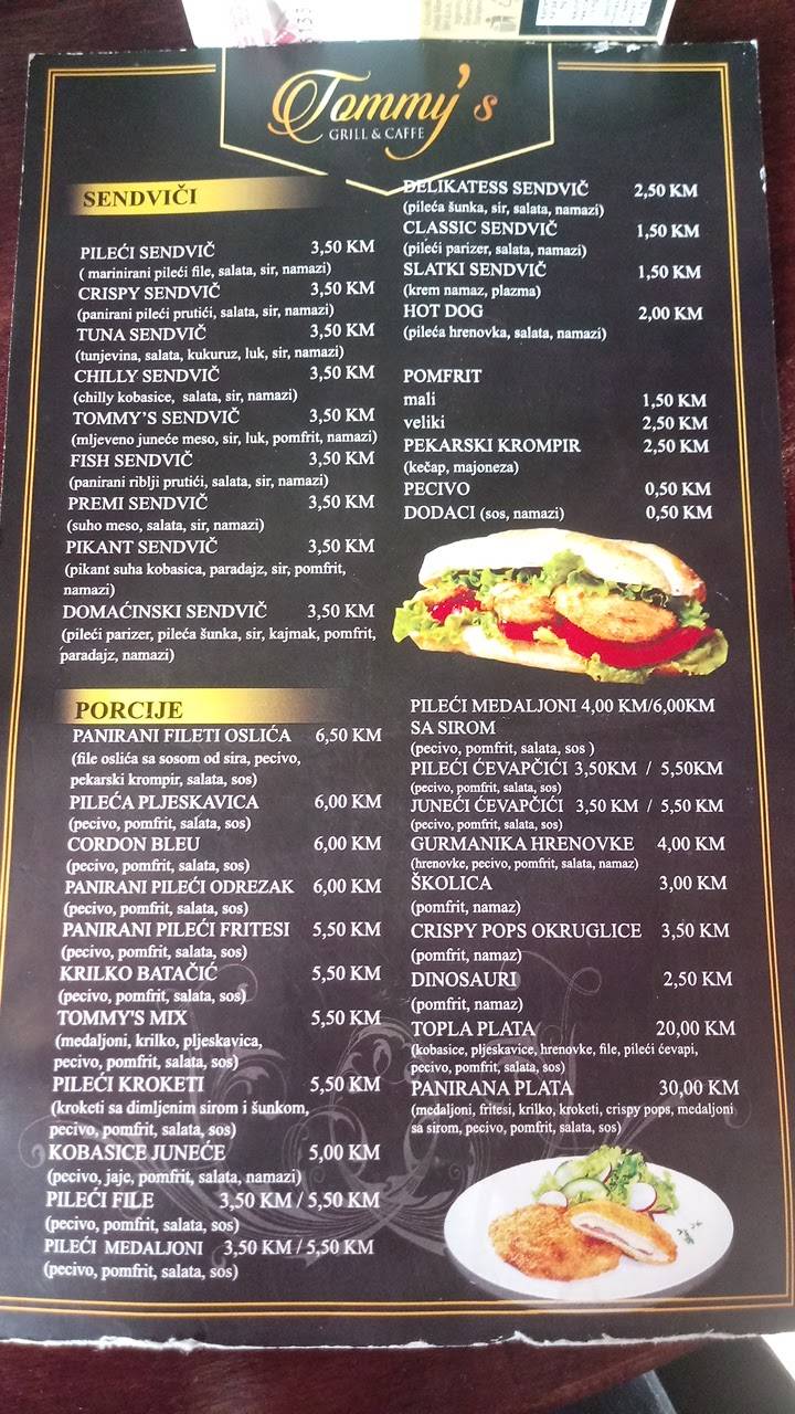 Menu at Tommy's pub & bar, Lukavac