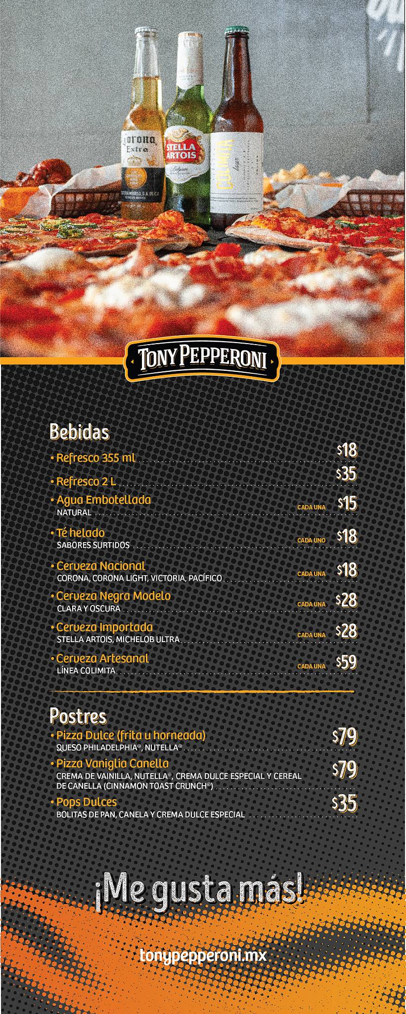 Carta del restaurante Tony Pepperoni Suc. Tesistan, Zapopan