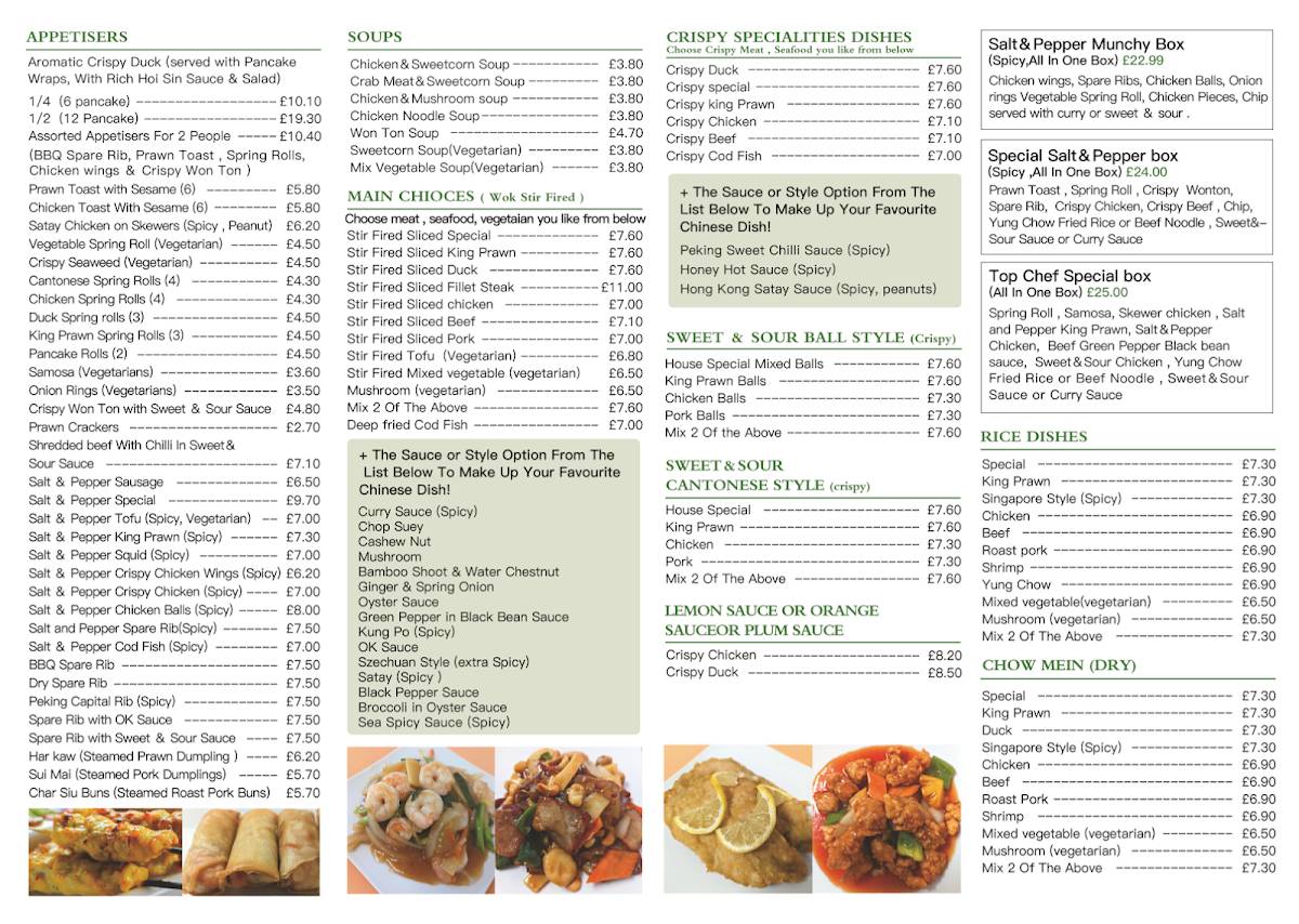 Menu at Top Chef Chinese Takeaway, Macclesfield