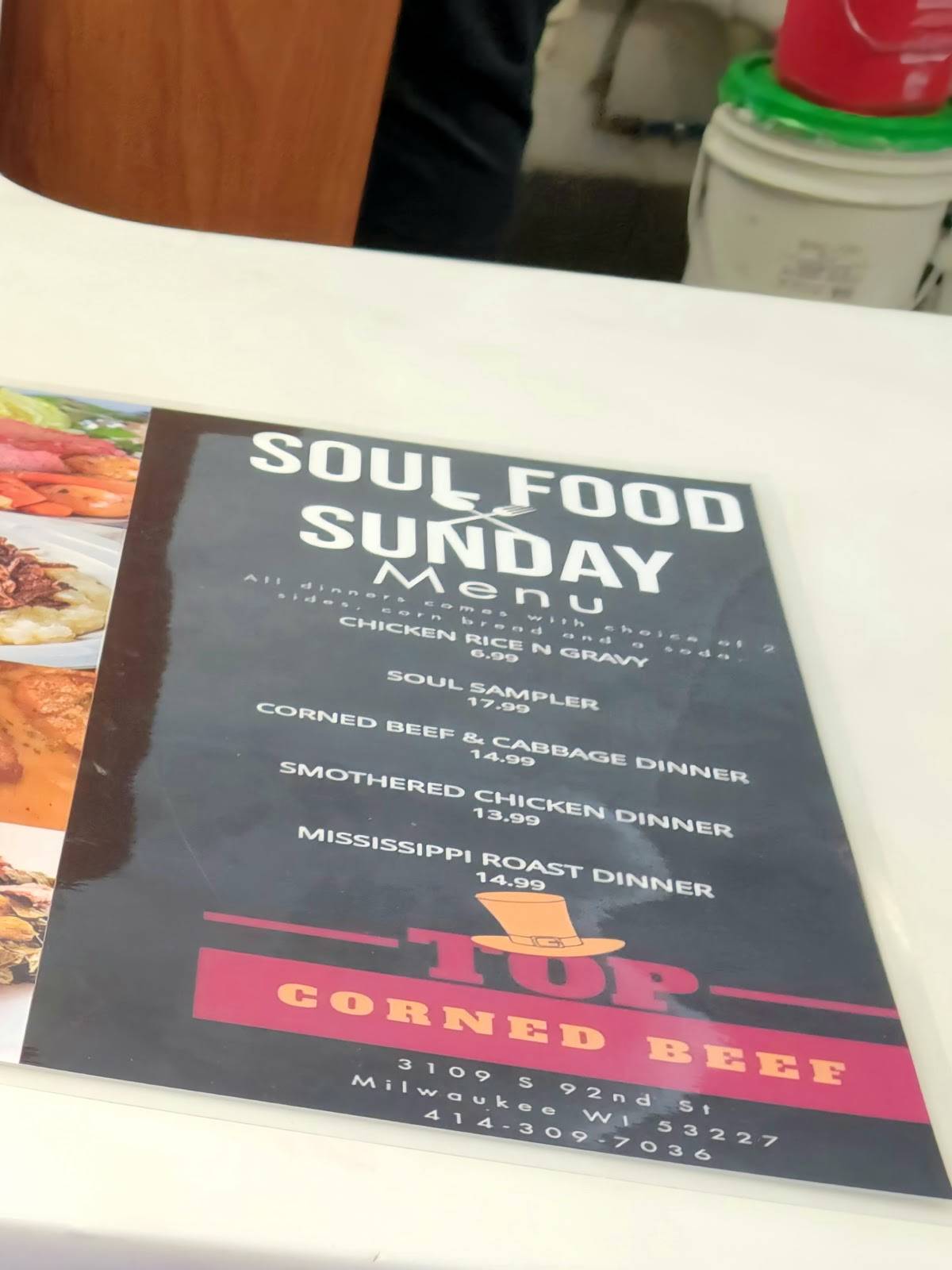 Menu at Top Corned Beef restaurant, Milwaukee