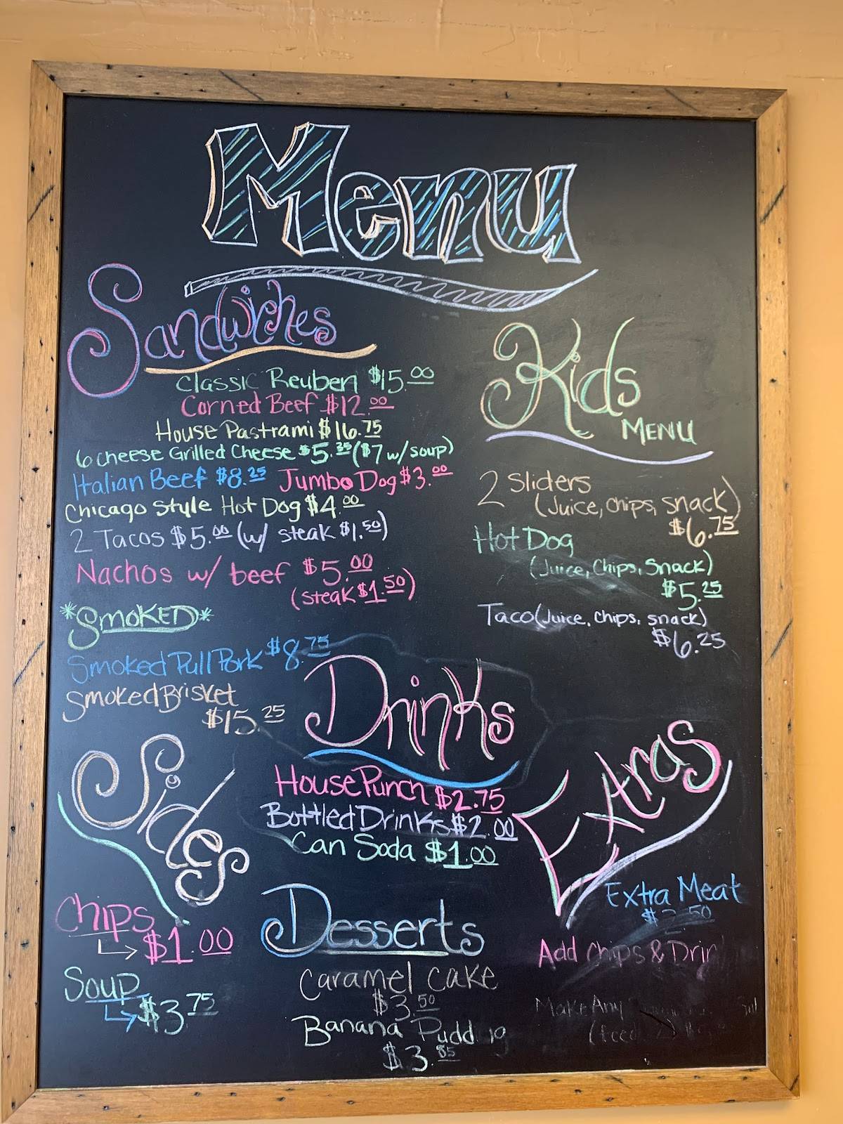 Menu at Top Corned Beef restaurant, Milwaukee