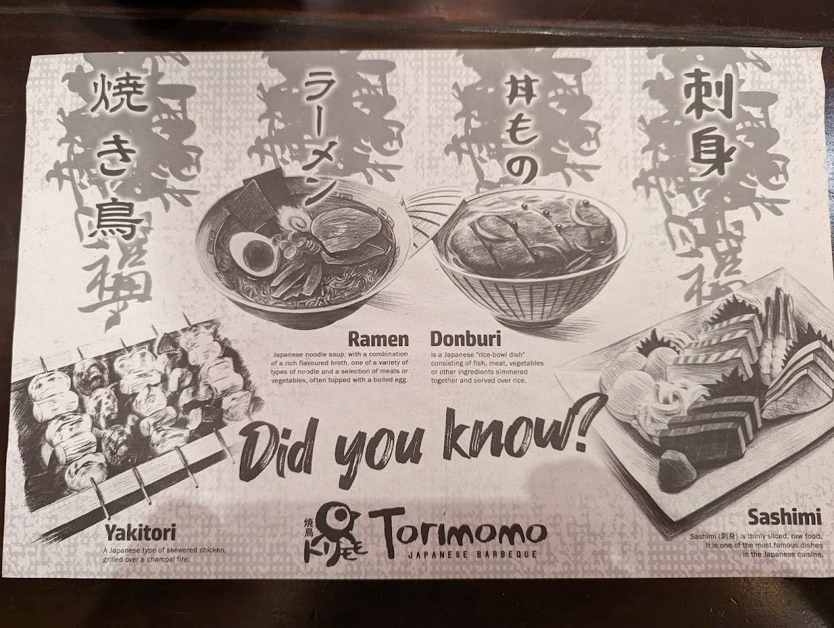 Menu at Torimomo restaurant, Manila, HXGM+CRC