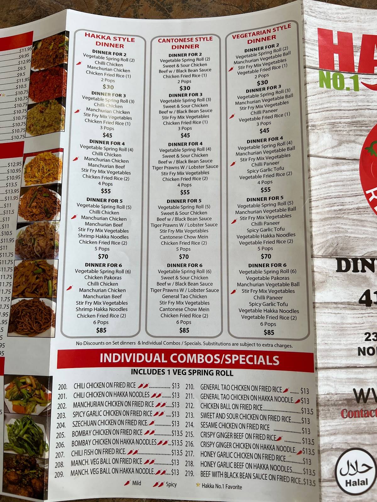 Menu at Hakka No. 1 Cuisine restaurant, Toronto, Keele St