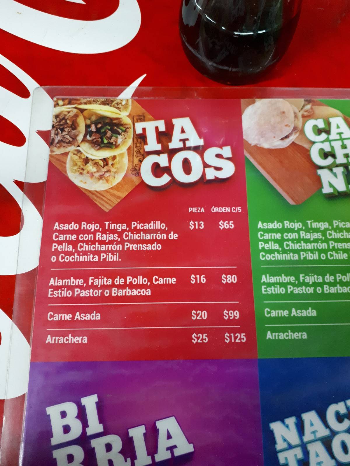 Carta del restaurante Tacostao, Torreón, Blvrd Independencia 2401