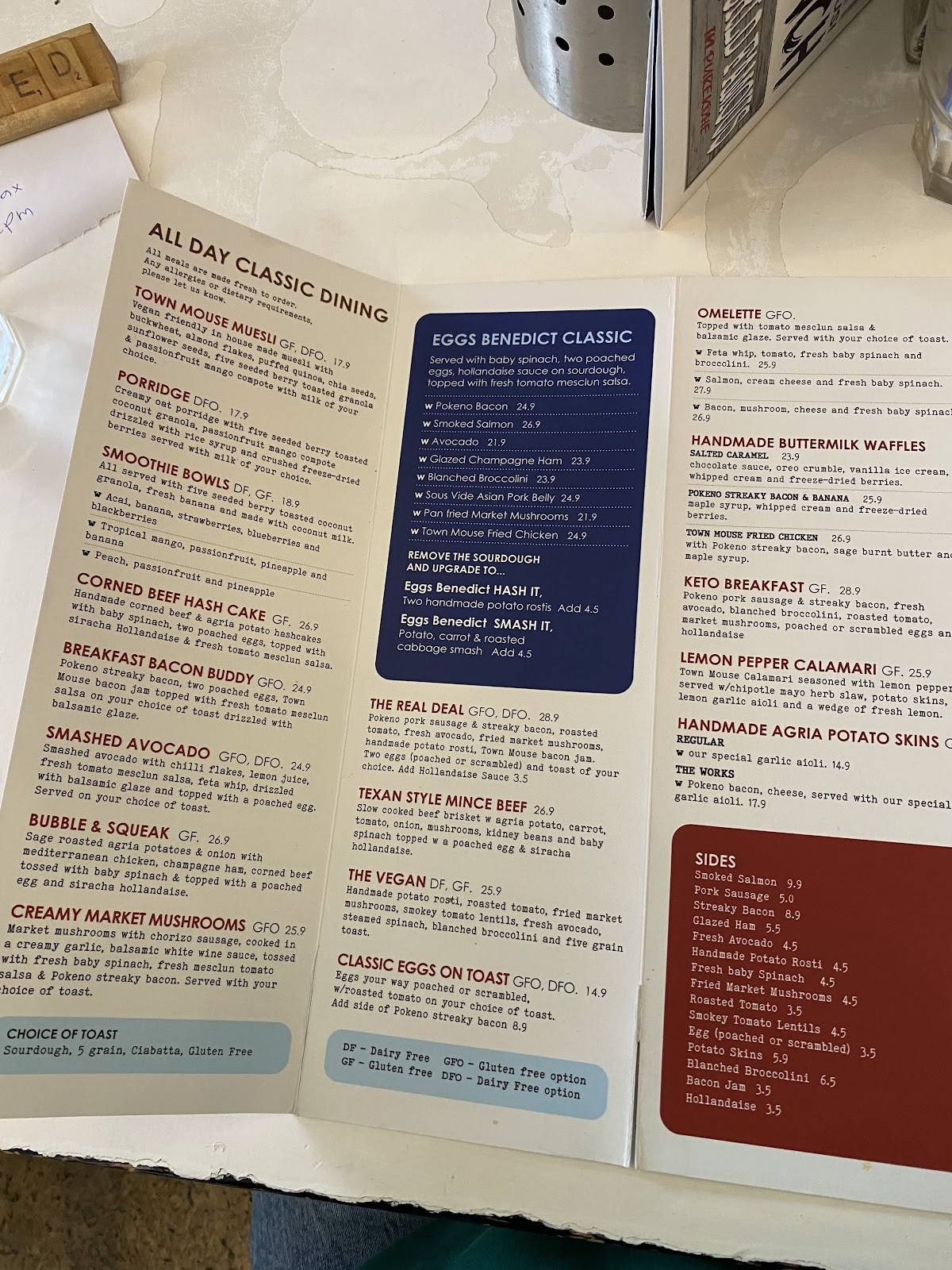 Menu at Town Mouse cafe, Pukekohe, 191 King St