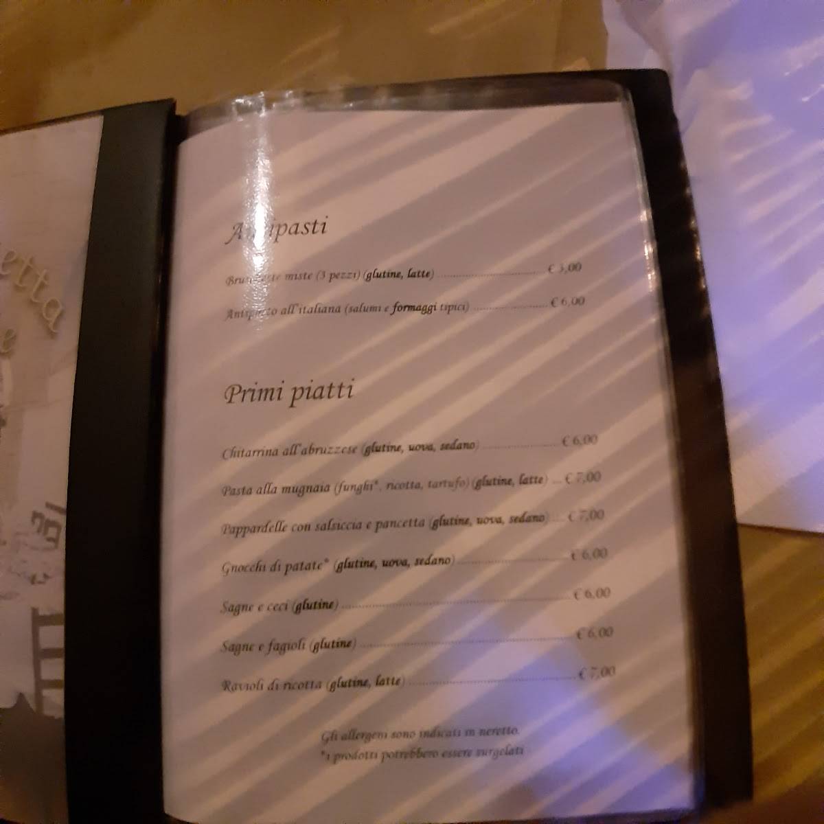 Menu da Trattoria La Tavernetta Da Ianni ristorante, Chieti, Via Papa ...
