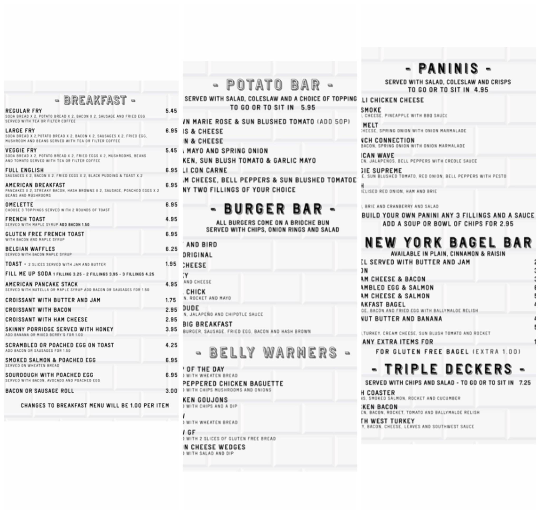 Menu at Treat Street Ballyhackamore cafe, Belfast, 6
