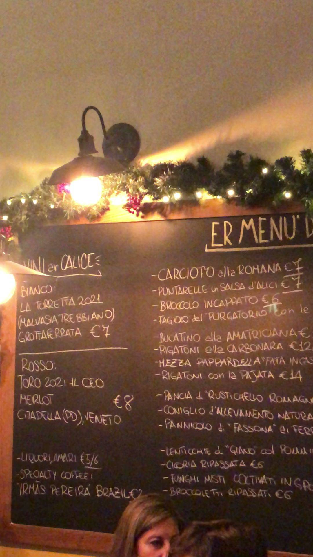 Menu at Trecca - Roma restaurant, Rome