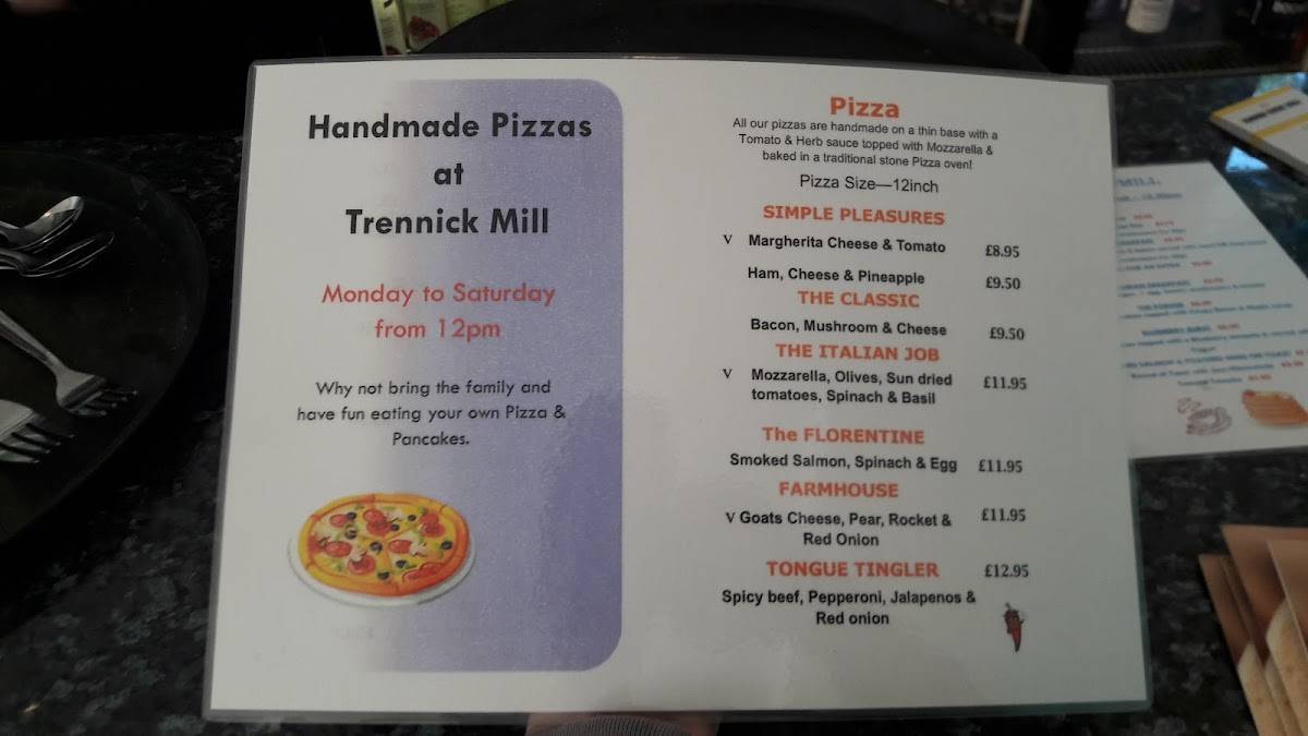 Menu at Trennick Mill restaurant, Truro
