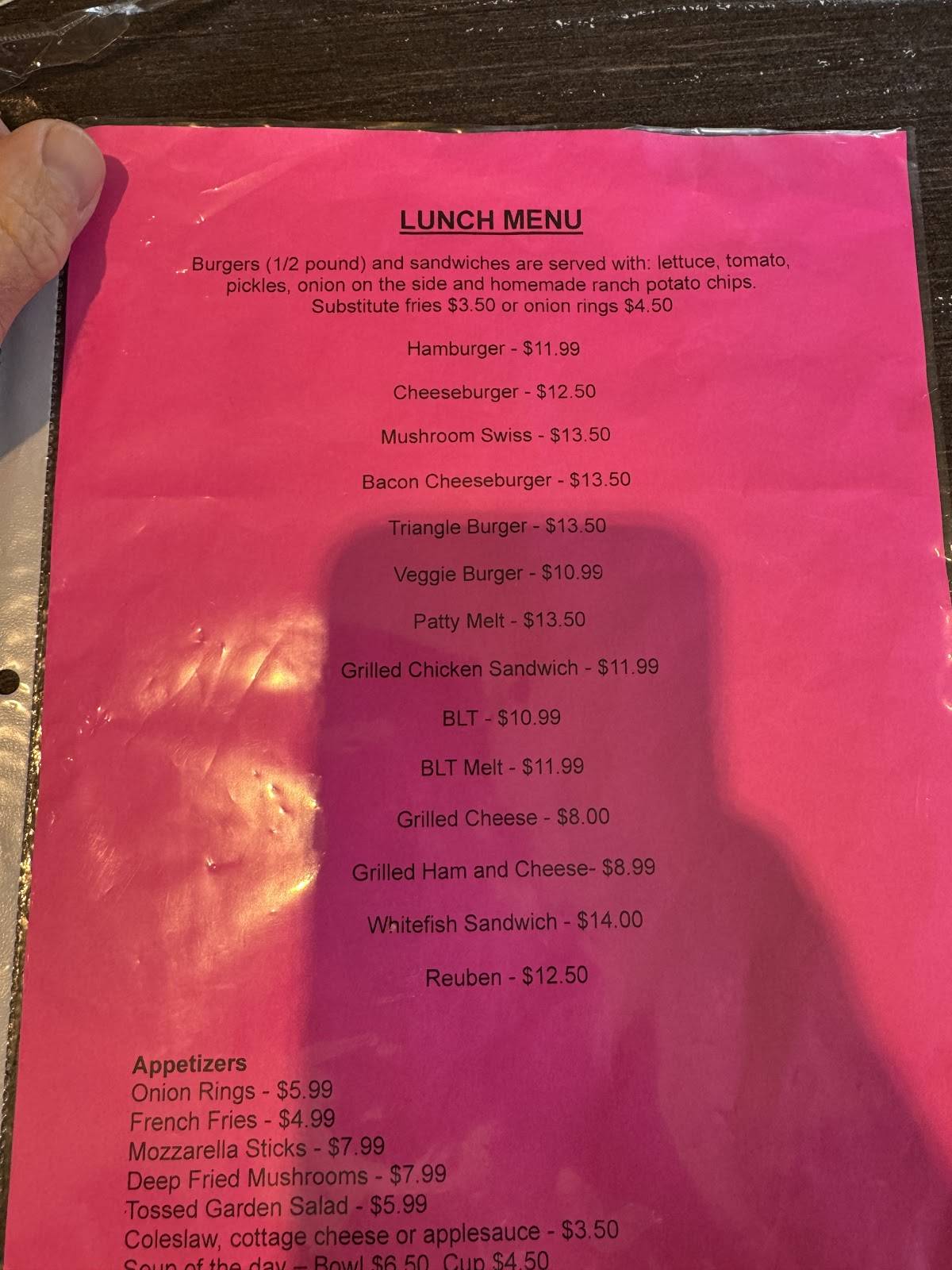 Menu at Triangle Restaurant, McMillan, M-28