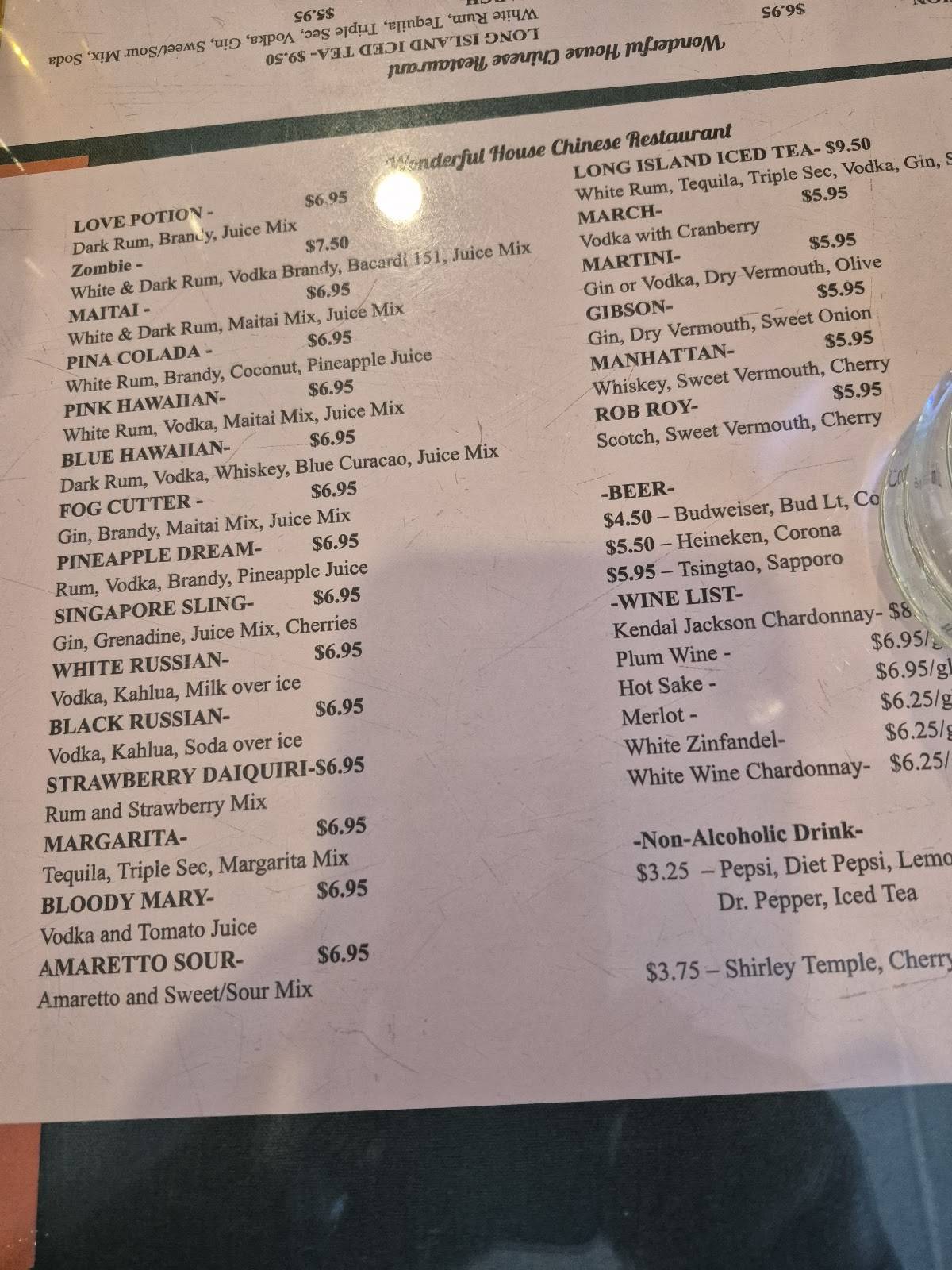 Menu at Wonderful House Chinese Restaurant, Trinidad