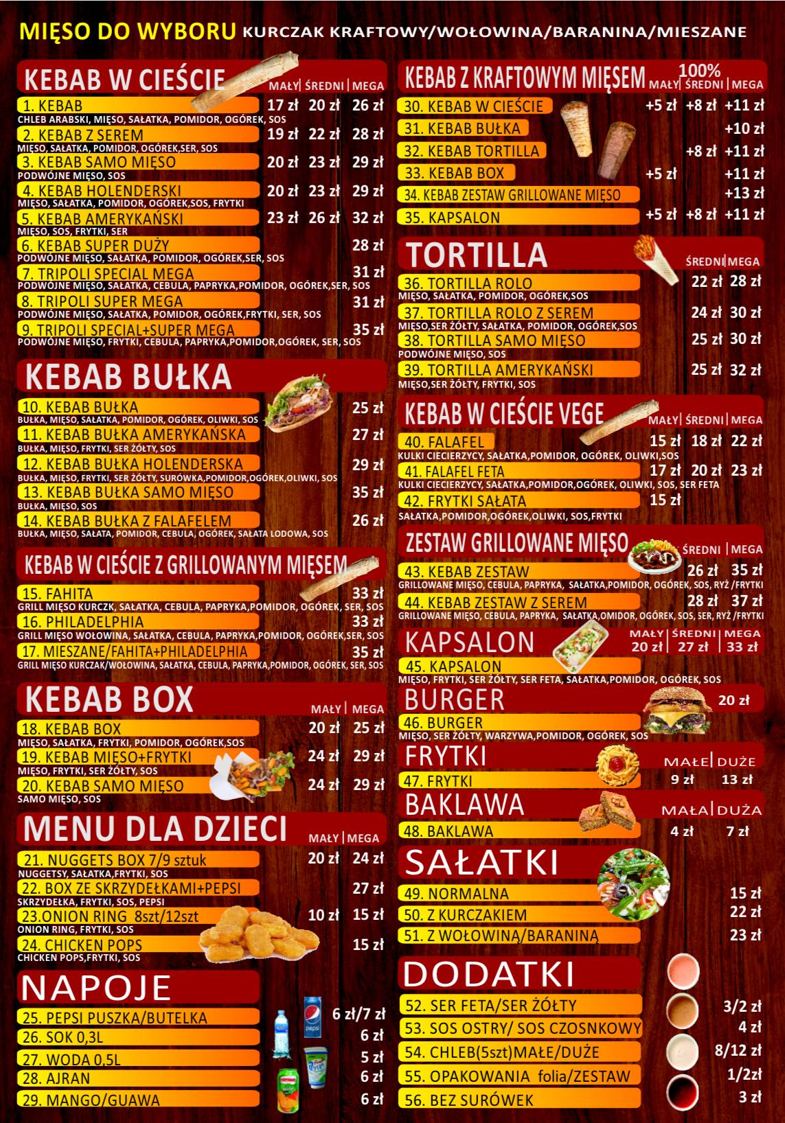 Menu at Tripoli Kebab & Grill Mielec restaurant, Mielec