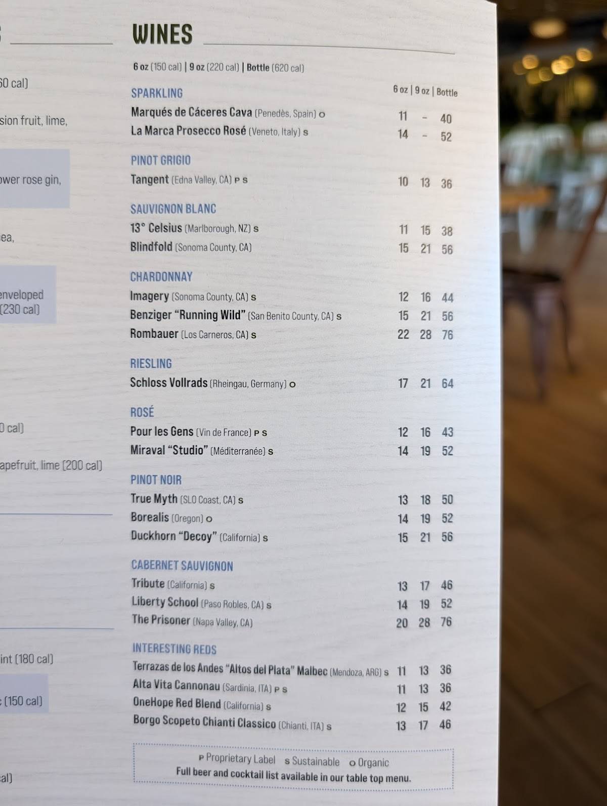 Menu at True Food Kitchen restaurant, Kansas City, Pennsylvania Ave