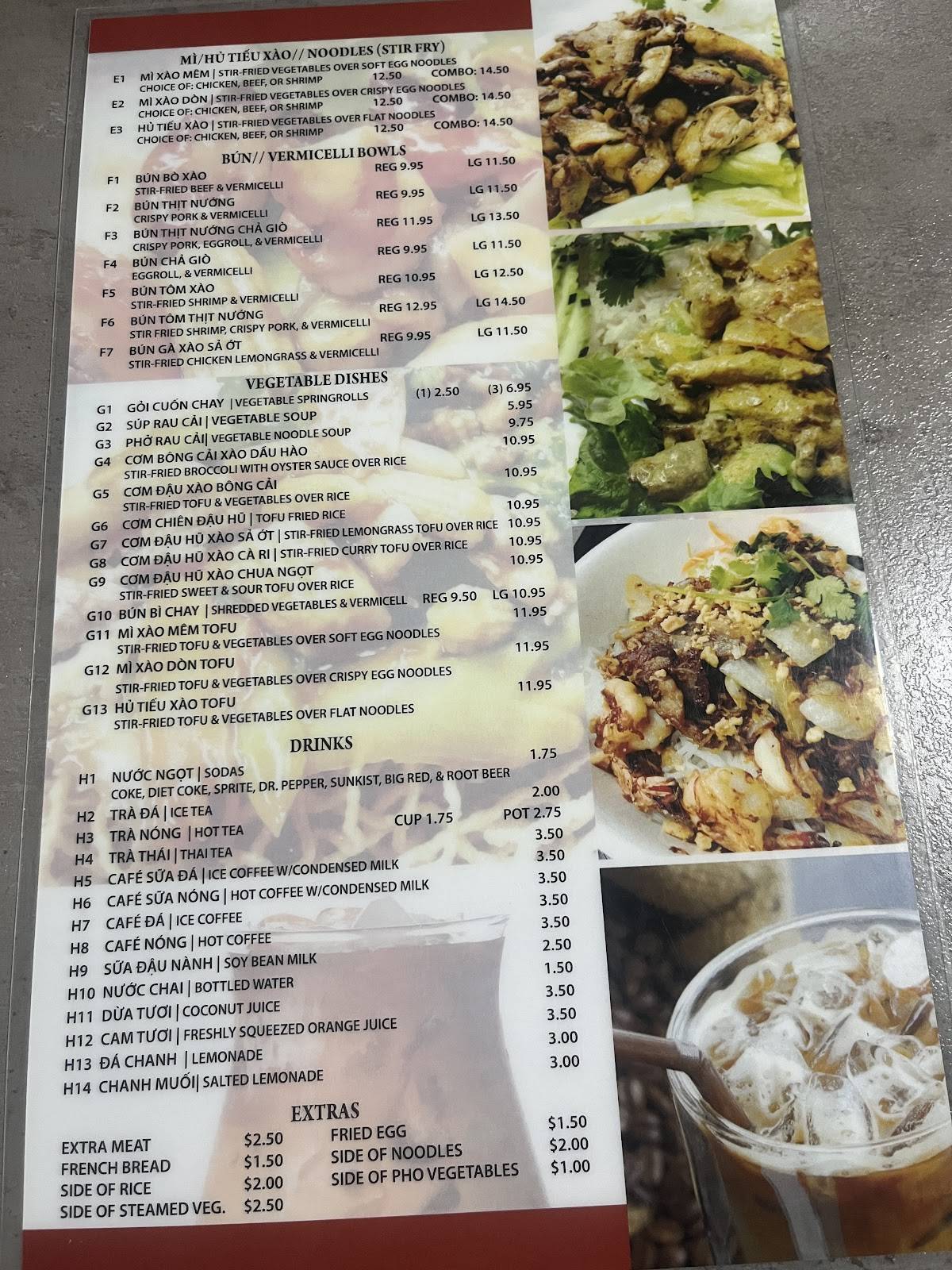 Menu at Tu Hai Restaurant, Haltom City