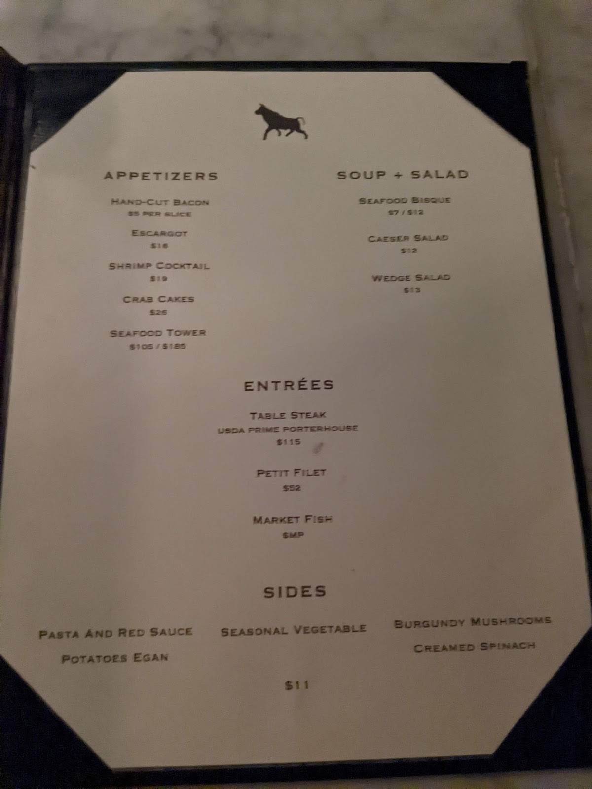 Menu at Bull In The Alley pub & bar, Tulsa