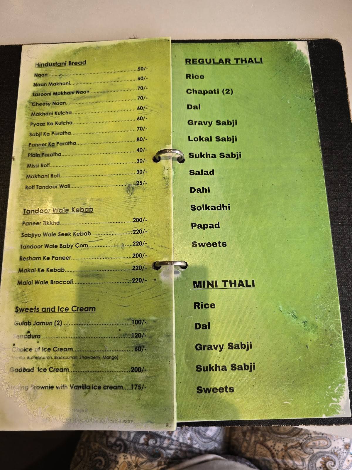 Menu at Tulsi Cafe, Mapusa