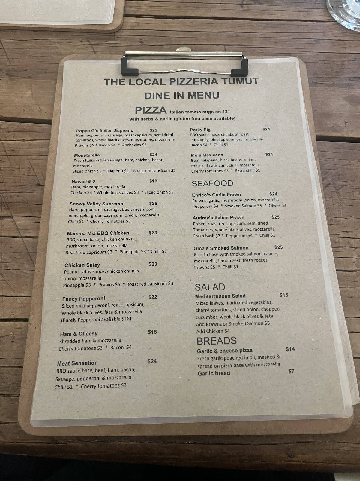 Menu at The Local Pizzeria Tumut, Tumut