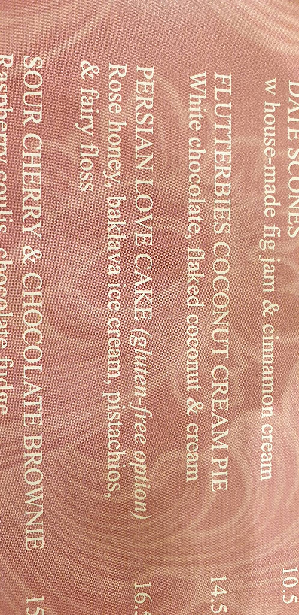 Menu at Flutterbies Cottage Cafe, Tyalgum