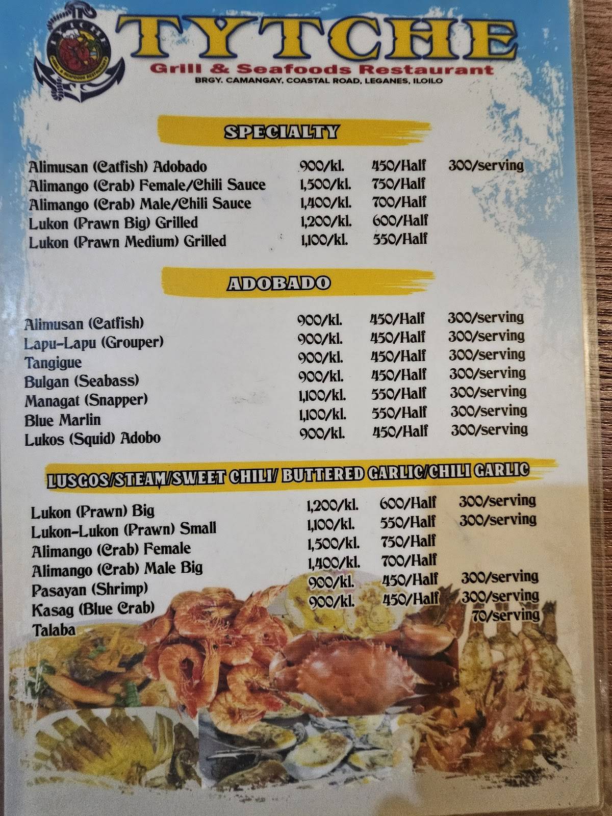 Menu at Tytche Grill and Seafood Restaurant, Iloilo City