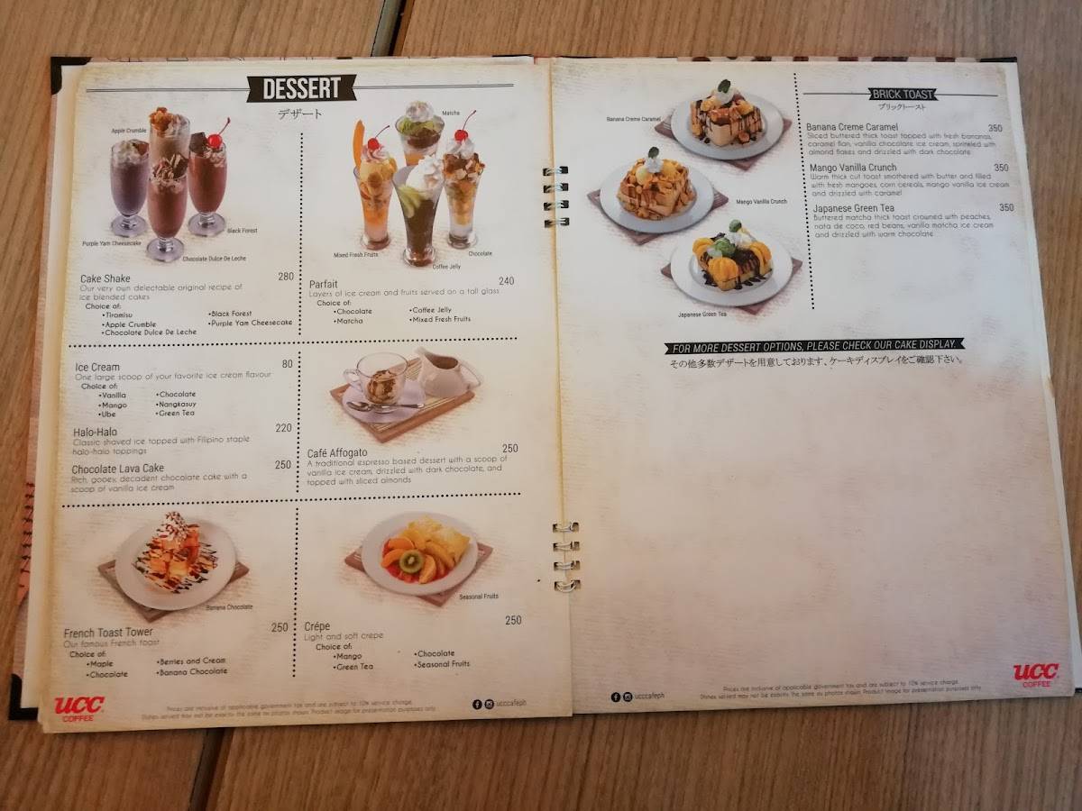 Menu at UCC Park Café Robinsons Magnolia cafe, Quezon City, Robinsons ...