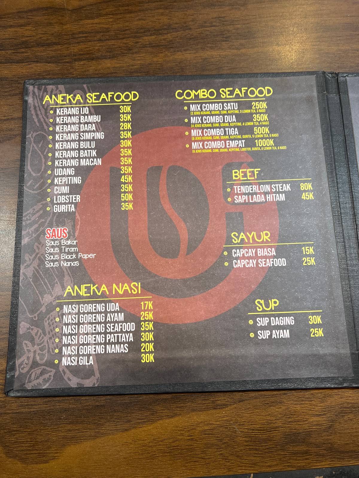 Carta del restaurante Uda Espresso Coffee & Resto, Payakumbuh