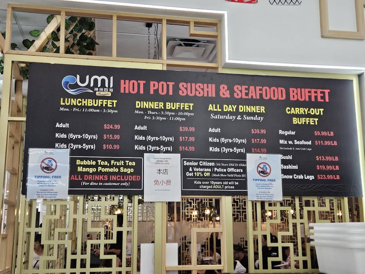 Menu at Umi Hotpot Sushi & Seafood Buffet restaurant, City of Industry