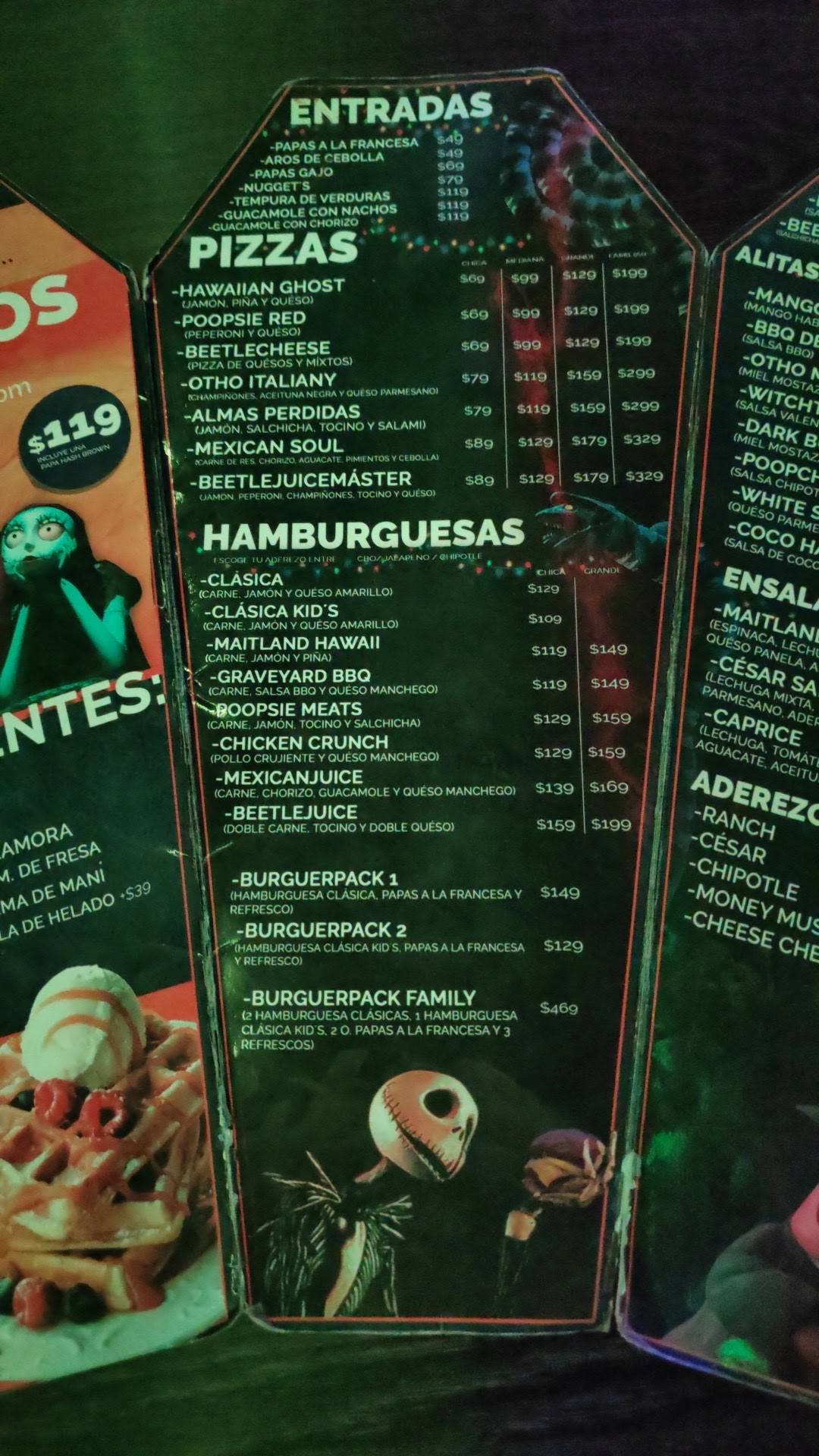 Carta del restaurante Un extraño mundo, Santiago del Querétaro