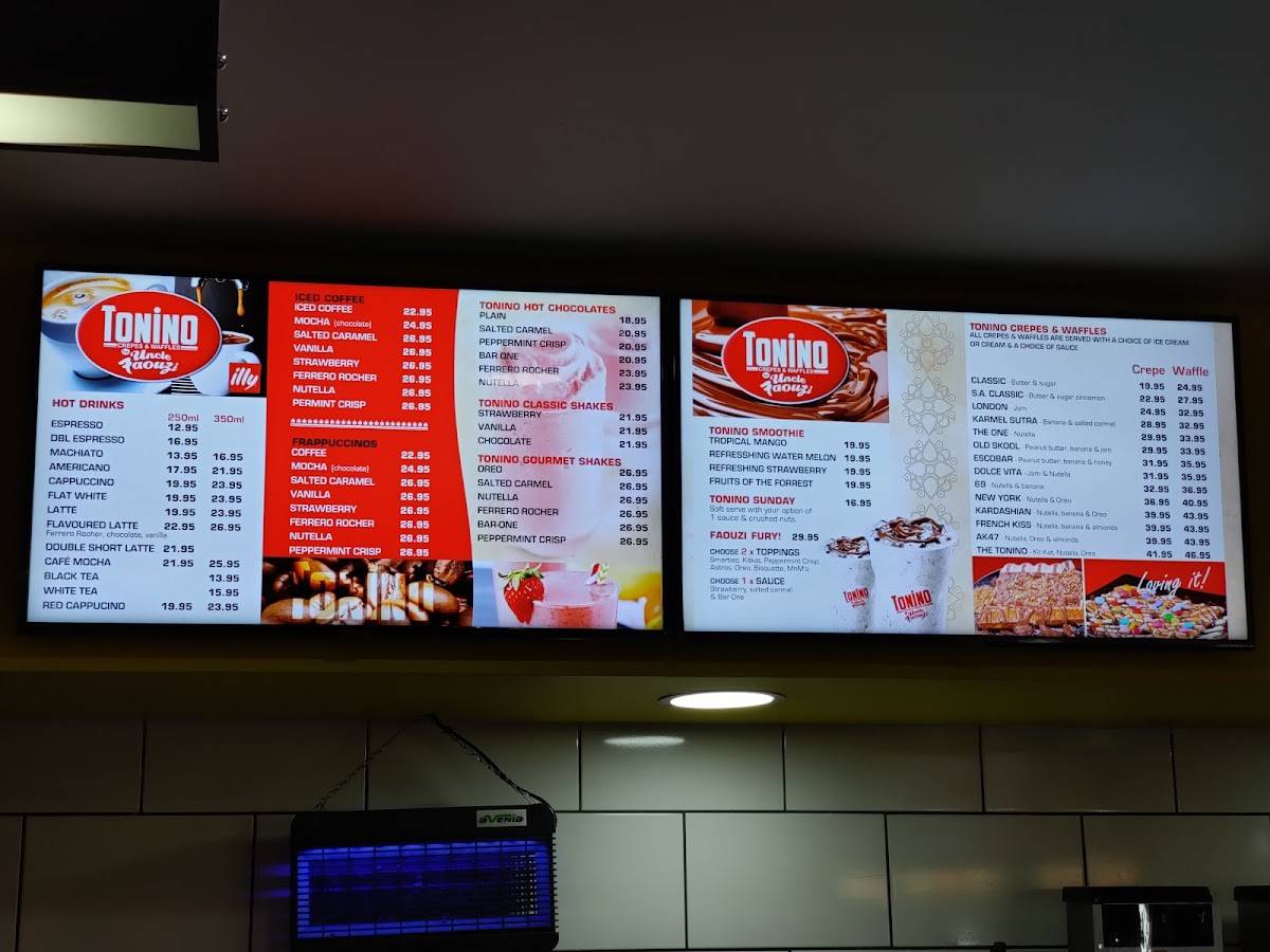 Menu at Uncle Faouzi: Hatfield restaurant, Pretoria, Burnett St