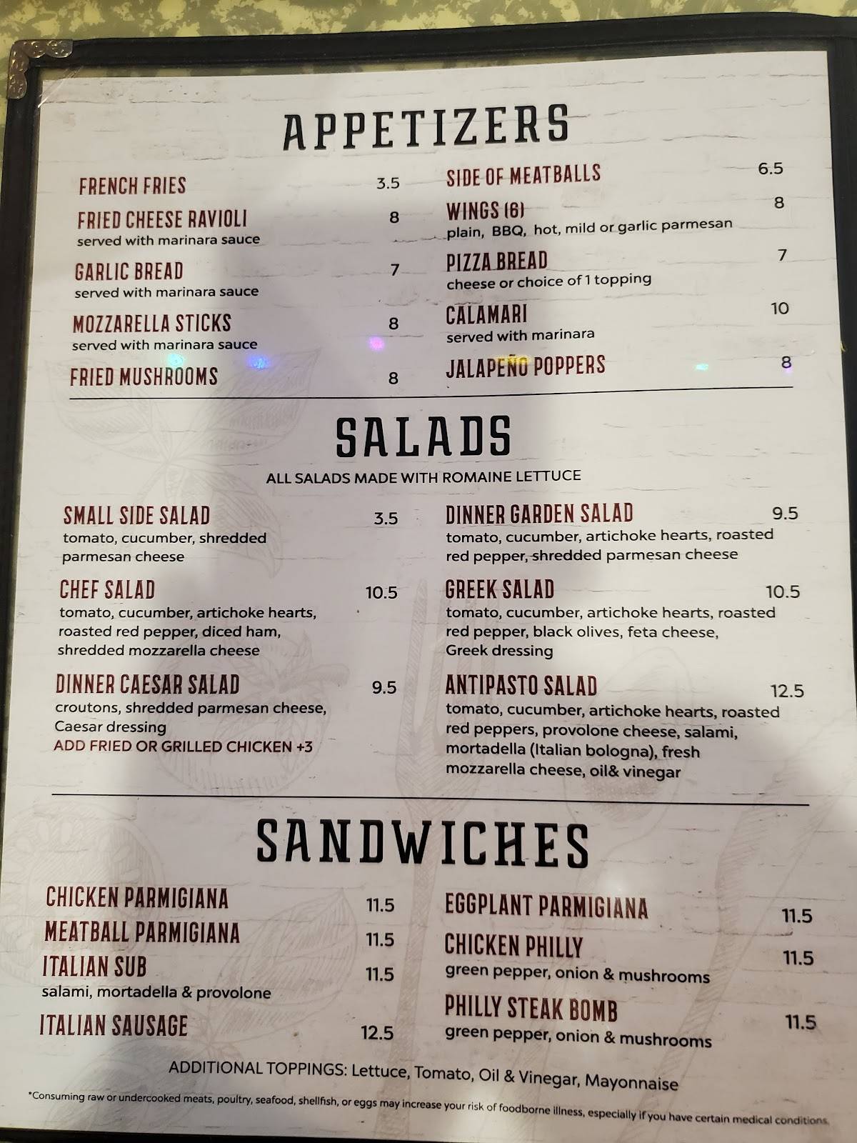 Menu at Uncle Mikey's Pizza pizzeria, Murrells Inlet