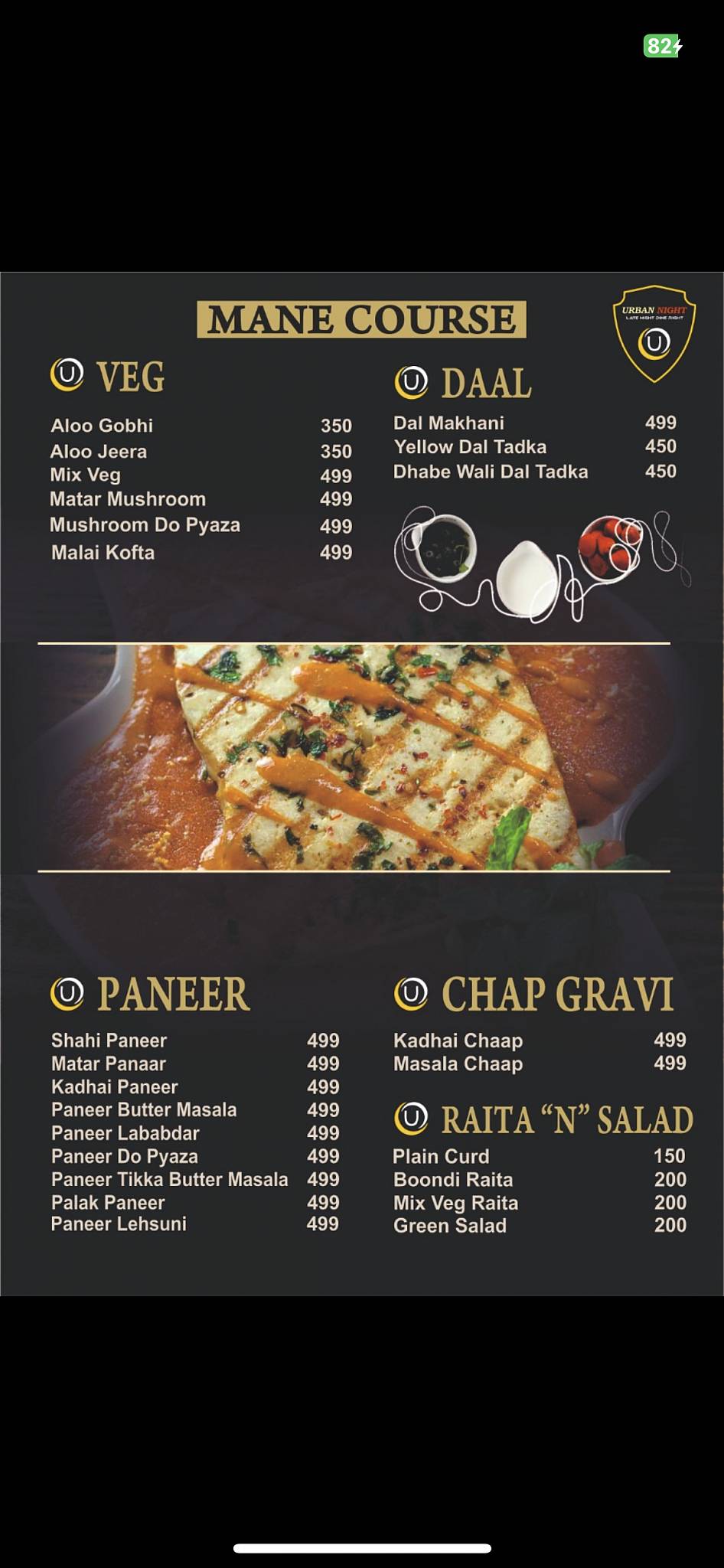 Menu at Urban Night (BYOB), Noida