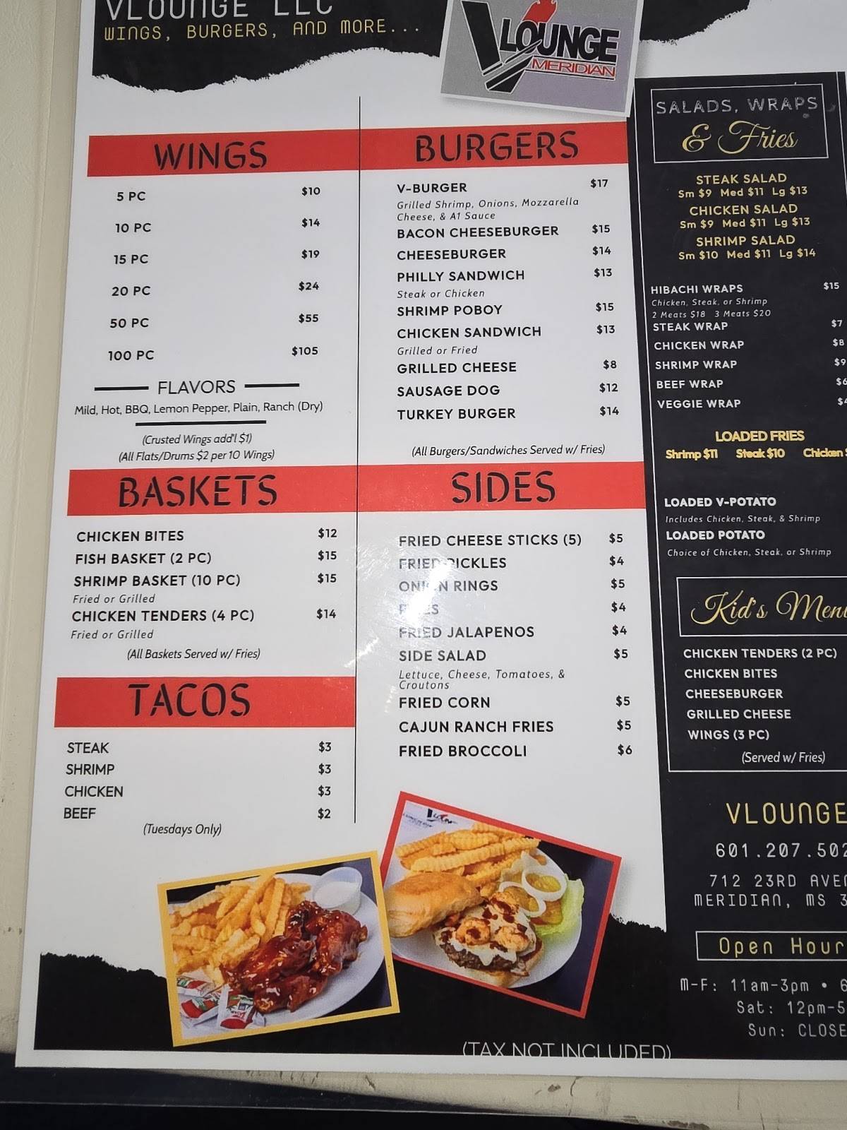 Menu at V Lounge pub & bar, Meridian