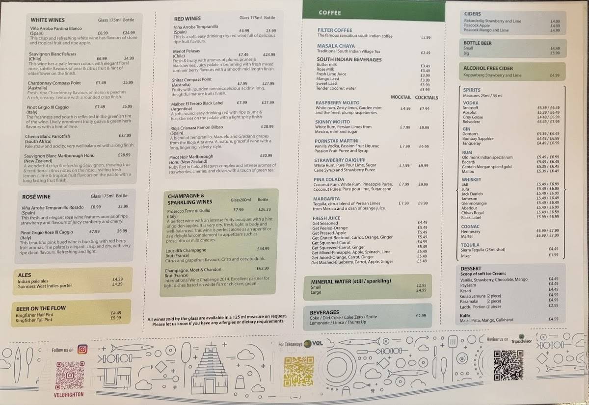 Menu at VEL - Brighton BN2 1EF restaurant, Brighton