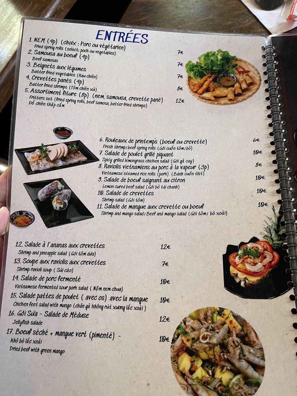 Menu at VIET 1331 restaurant, Paris