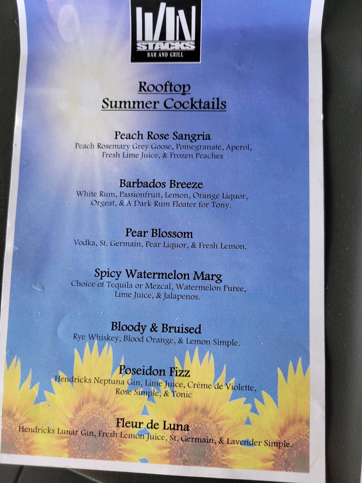 Menu at Stacks Bar and Grill, Valparaiso