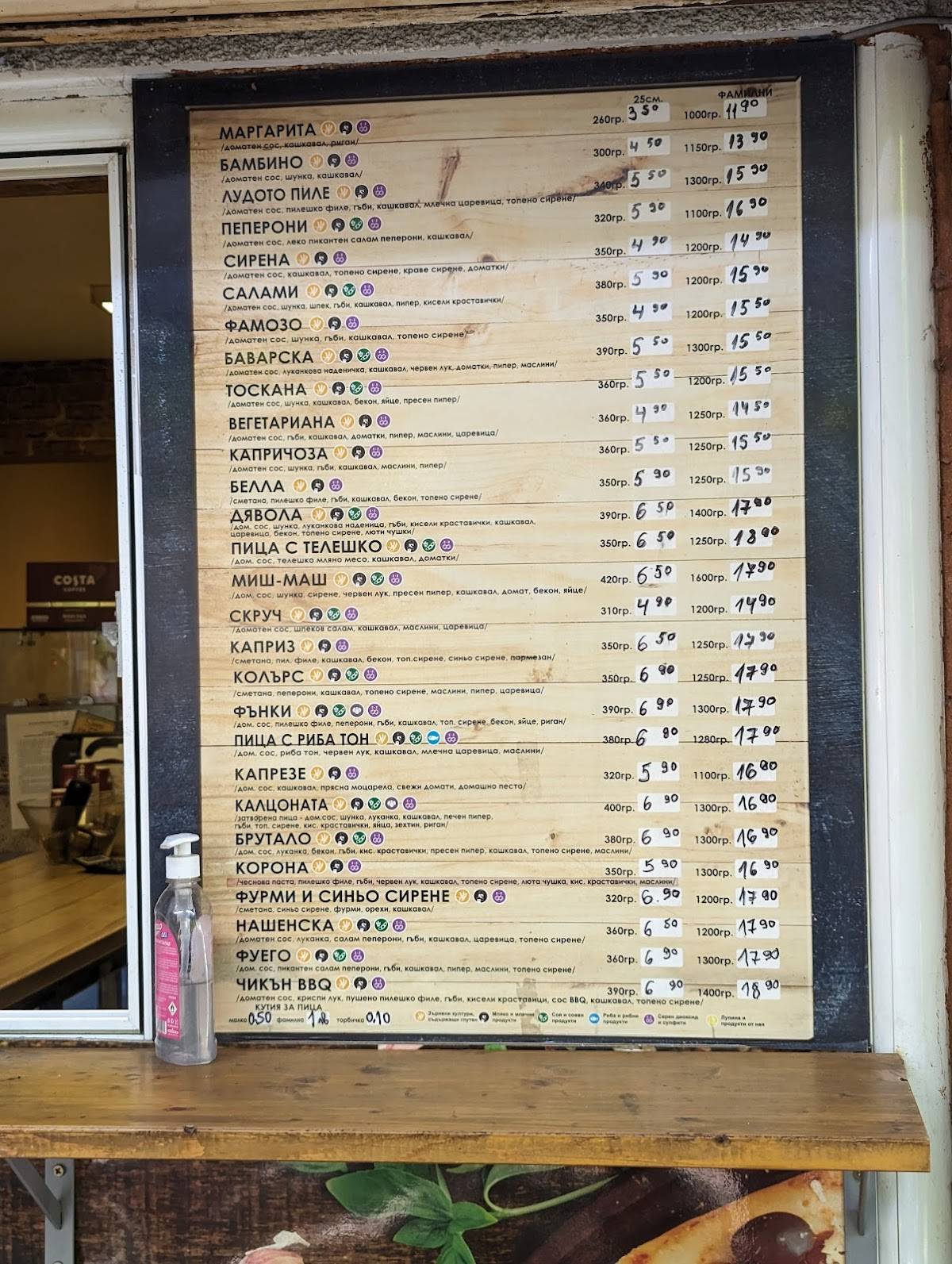 Menu at Пицария Тавичката pizzeria, Varna, ul. "Yuriy Venelin" 16