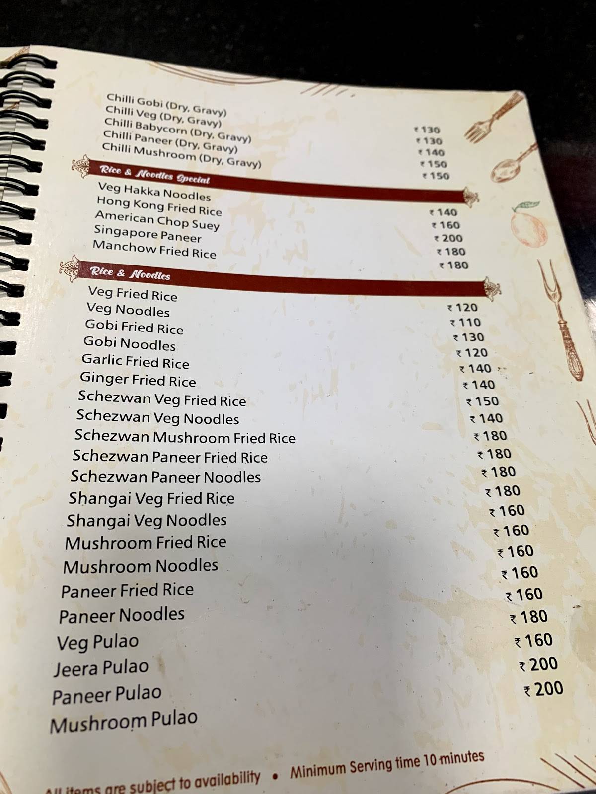 Menu at Vasanta Bhavan, Chennai, 62a