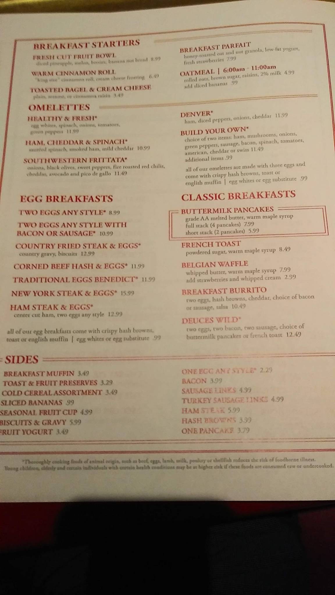 Menu at Victory's Cafe, North Las Vegas