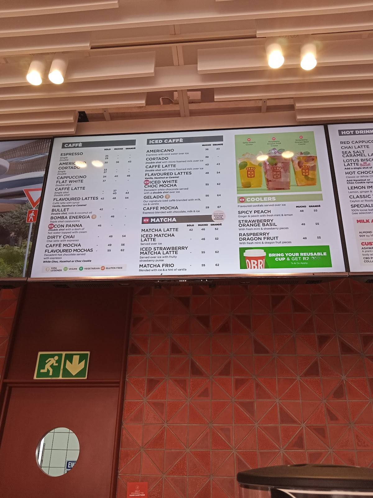 Menu au Vida e Caffé Drive Thru Potchefstroom, Potchefstroom