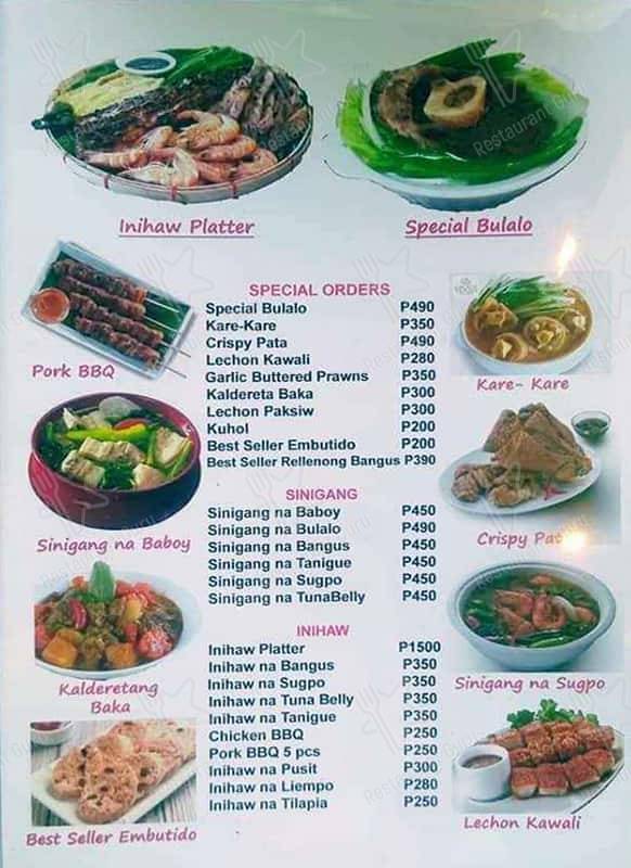 Menu at Viewsite Restaurant, Tagaytay, Tagaytay-Nasugbu Highway