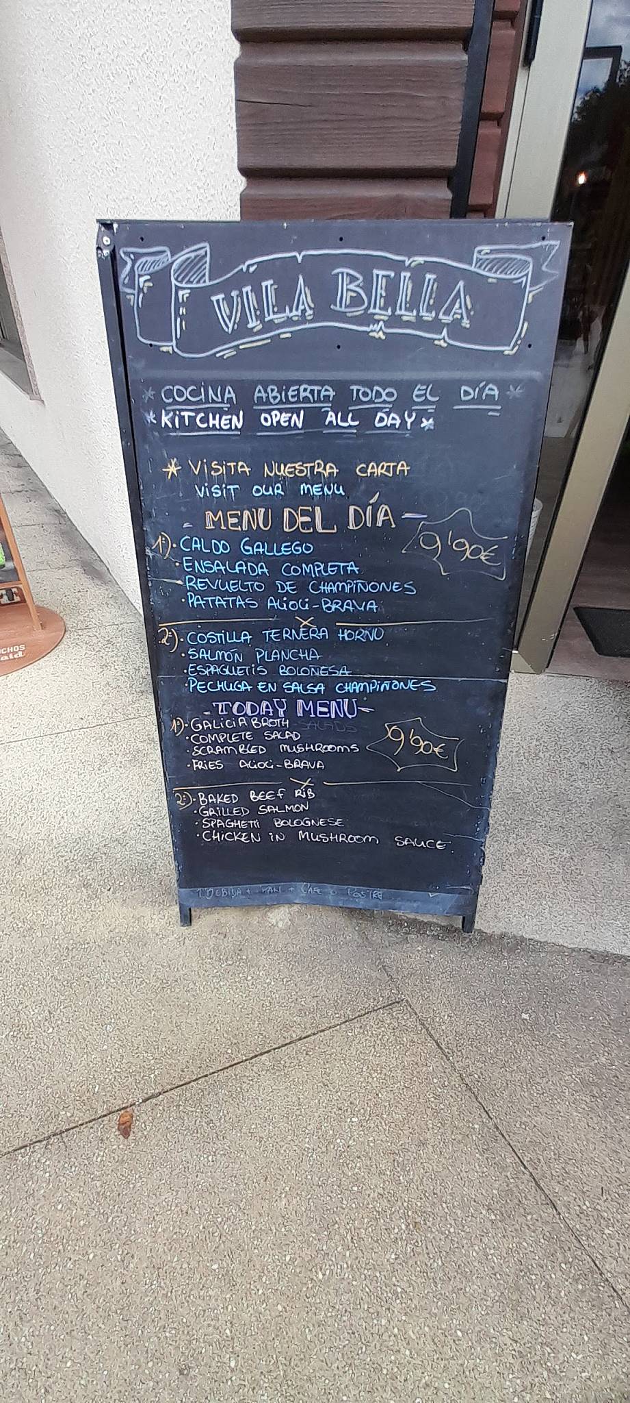 Menu at Vila Bella restaurant, Redondela