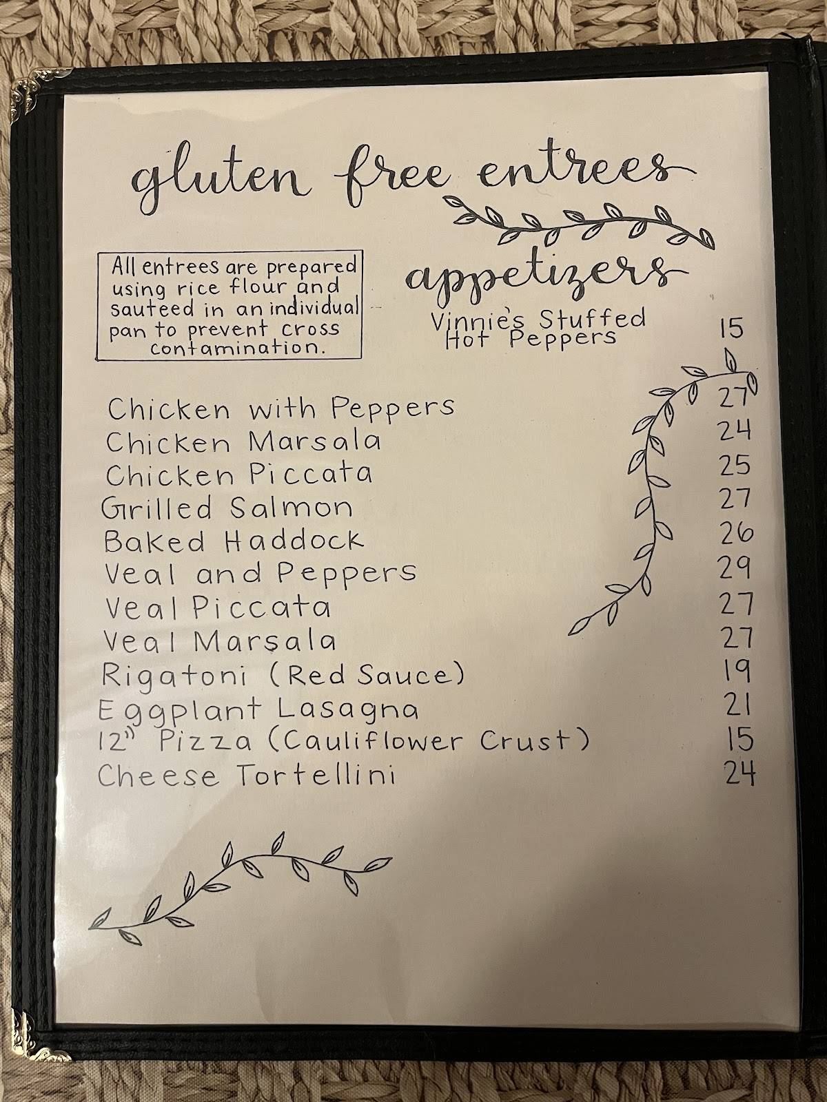 Menu at Villa Capri restaurant, Altoona