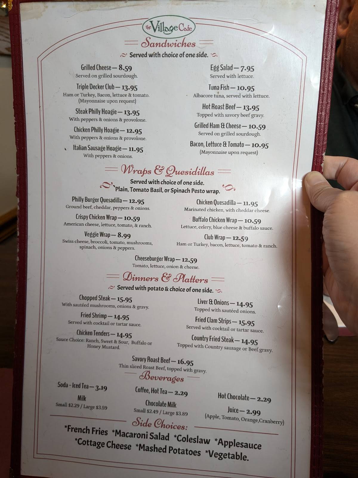 Menu at Village Cafe, Arkport