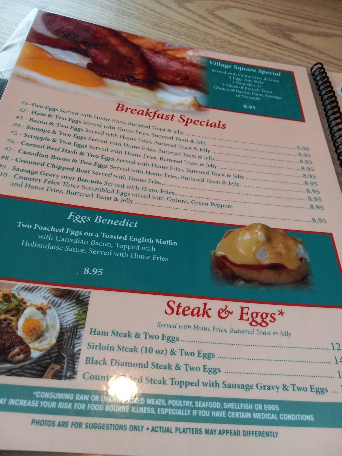 Menu at Village Square Diner restaurant, Shermans Dale